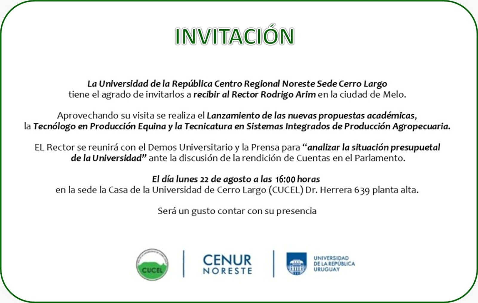 Rector de la Udelar visita la Casa de la Universidad de Cerro Largo ...